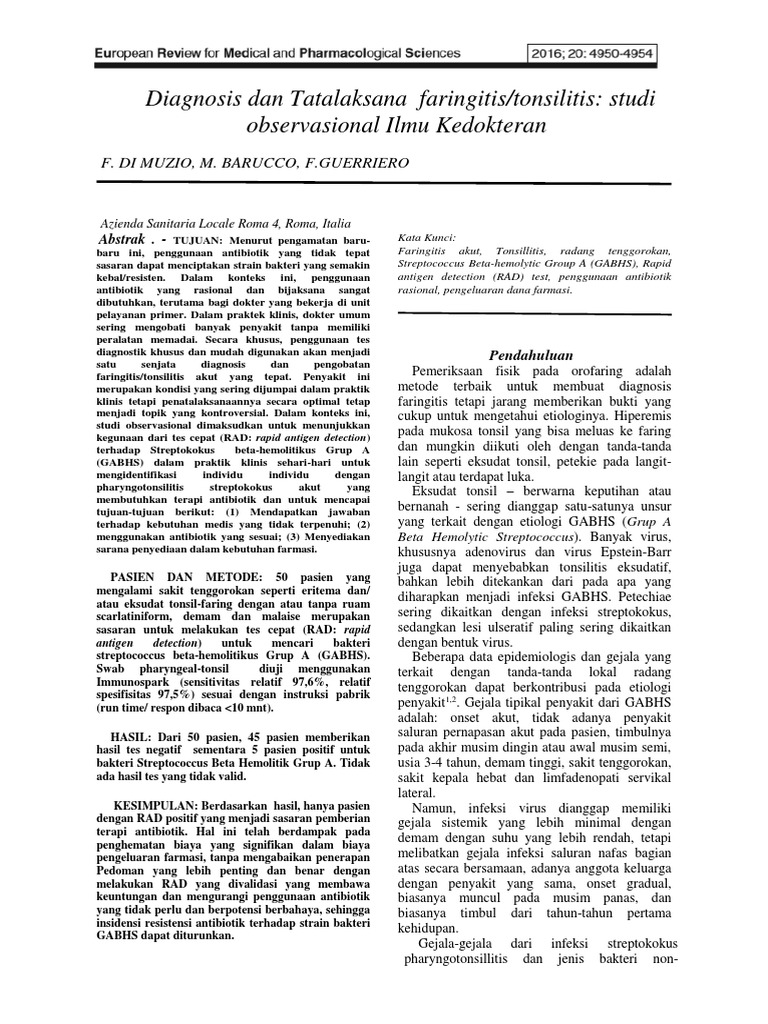 Jurnal Reading Faringitis | PDF