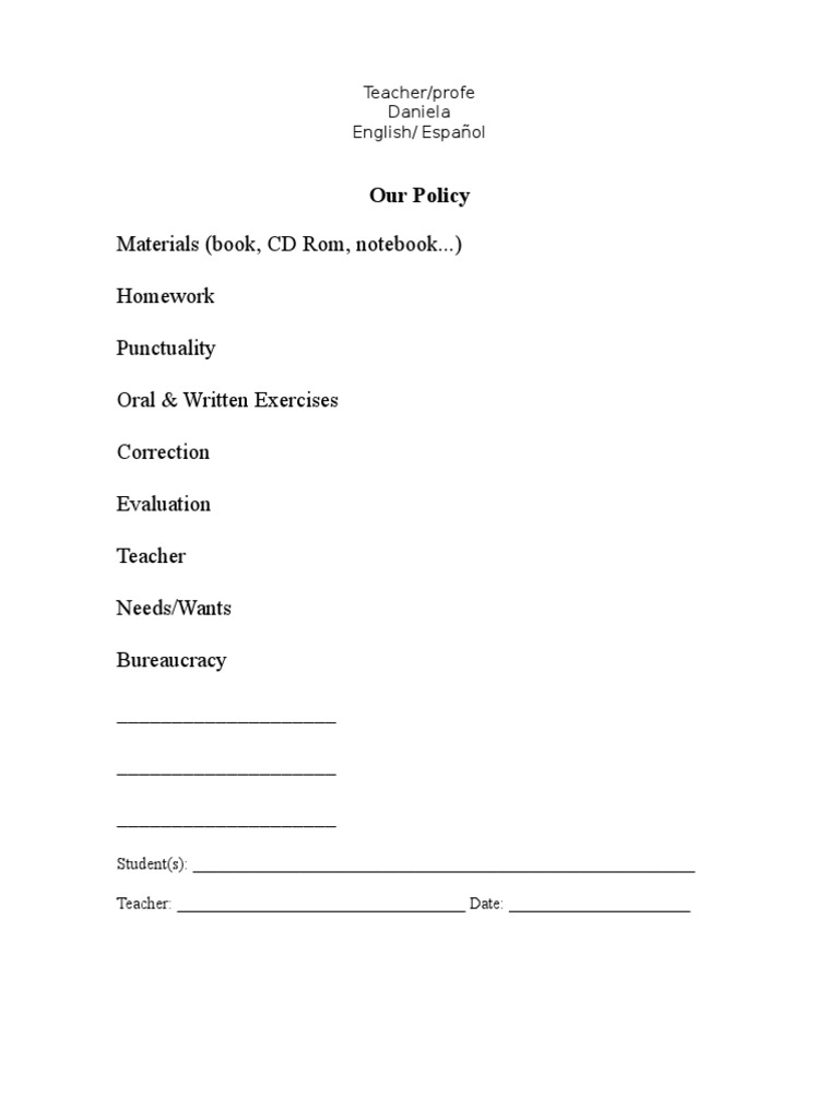 English Classes Policies | PDF