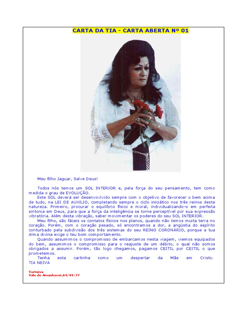 Carta Aberta N.º 1 - Tia Neiva | PDF | Bem-estar