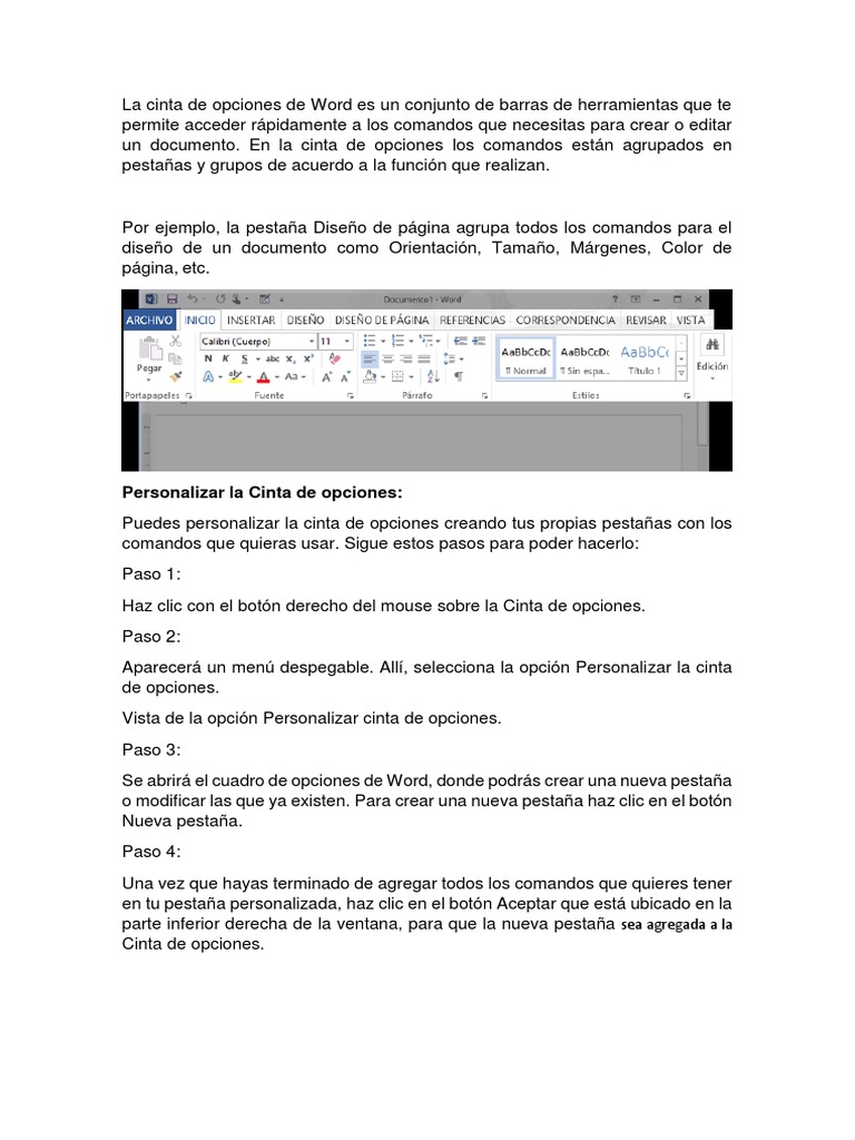 La Cinta de Opciones de Word Es Un Conjunto de Barras de Herramientas ...