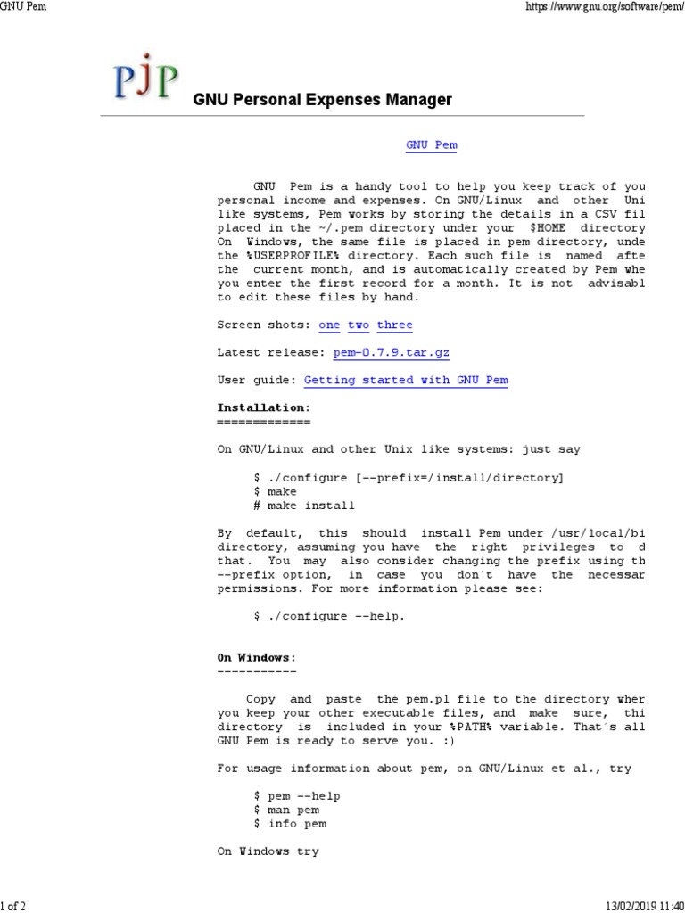 Gnu Pem | PDF | Directory (Computing) | Gnu