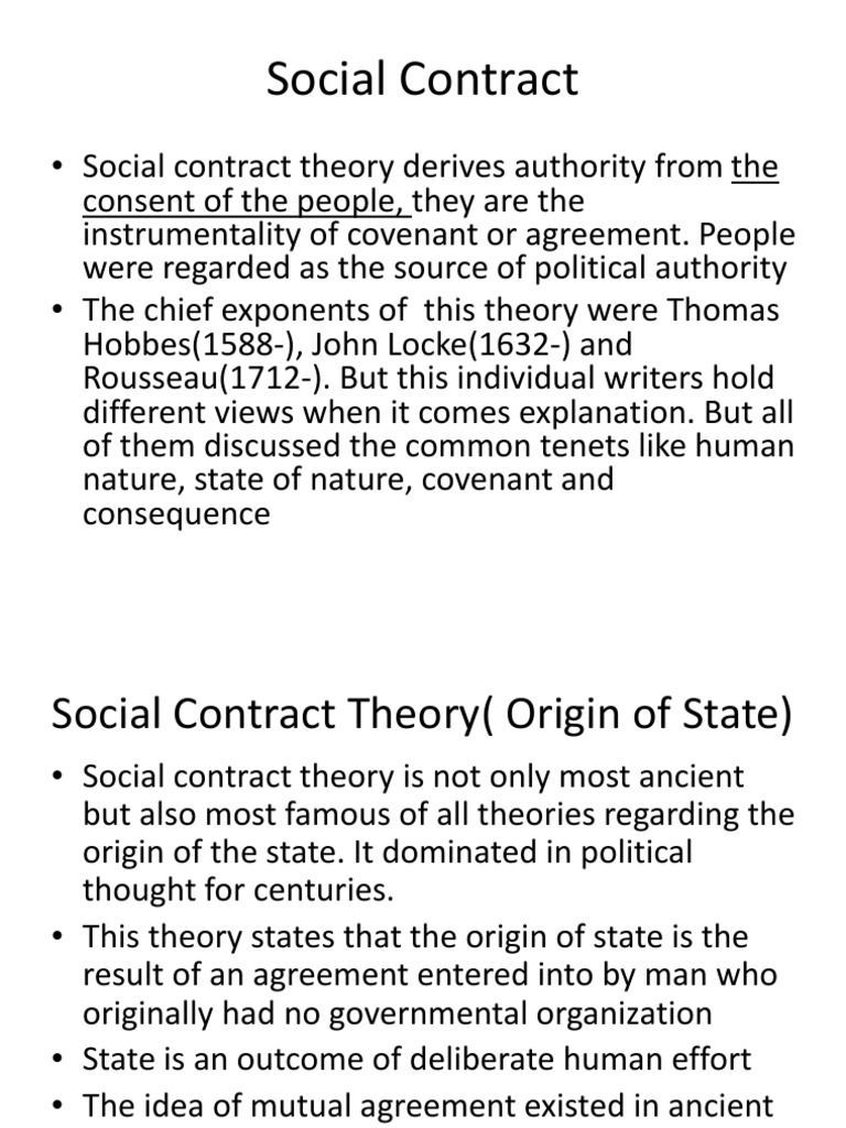 Social Contract Theory Origin of State | Social Contract | Sovereignty