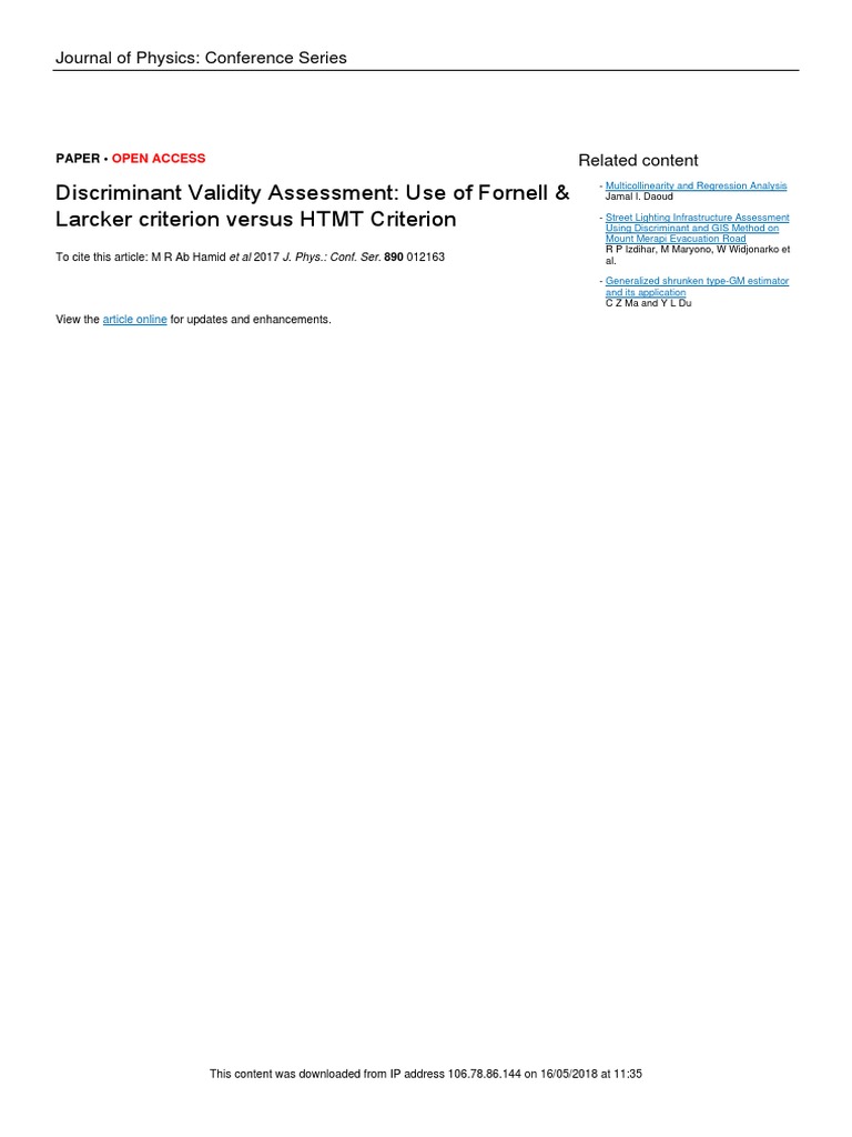 Discriminant Validity Assessment | PDF | Validity (Statistics ...