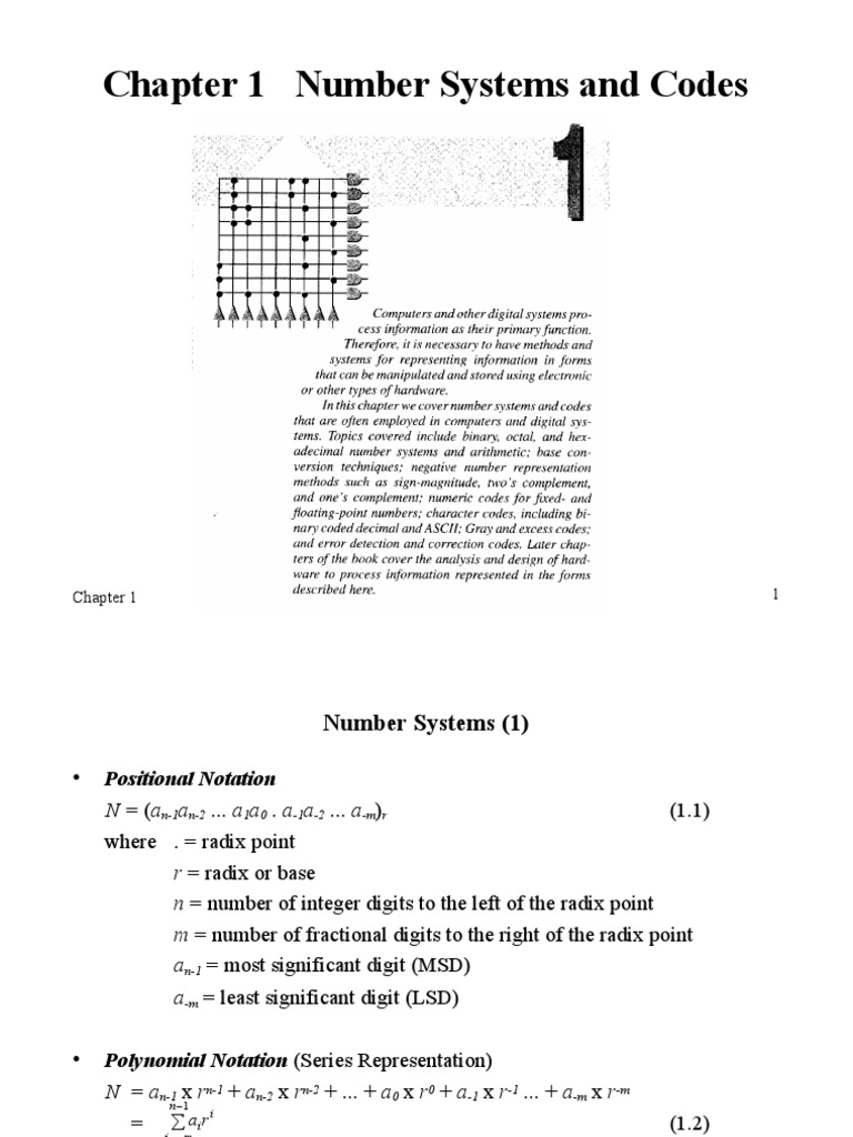 Chapter 1 Number Systems and Codes | PDF | Subtraction | Binary Coded ...