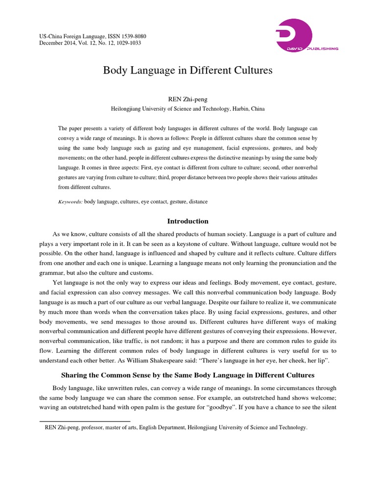 Body Language Differences Across Cultures | PDF | Body Language ...