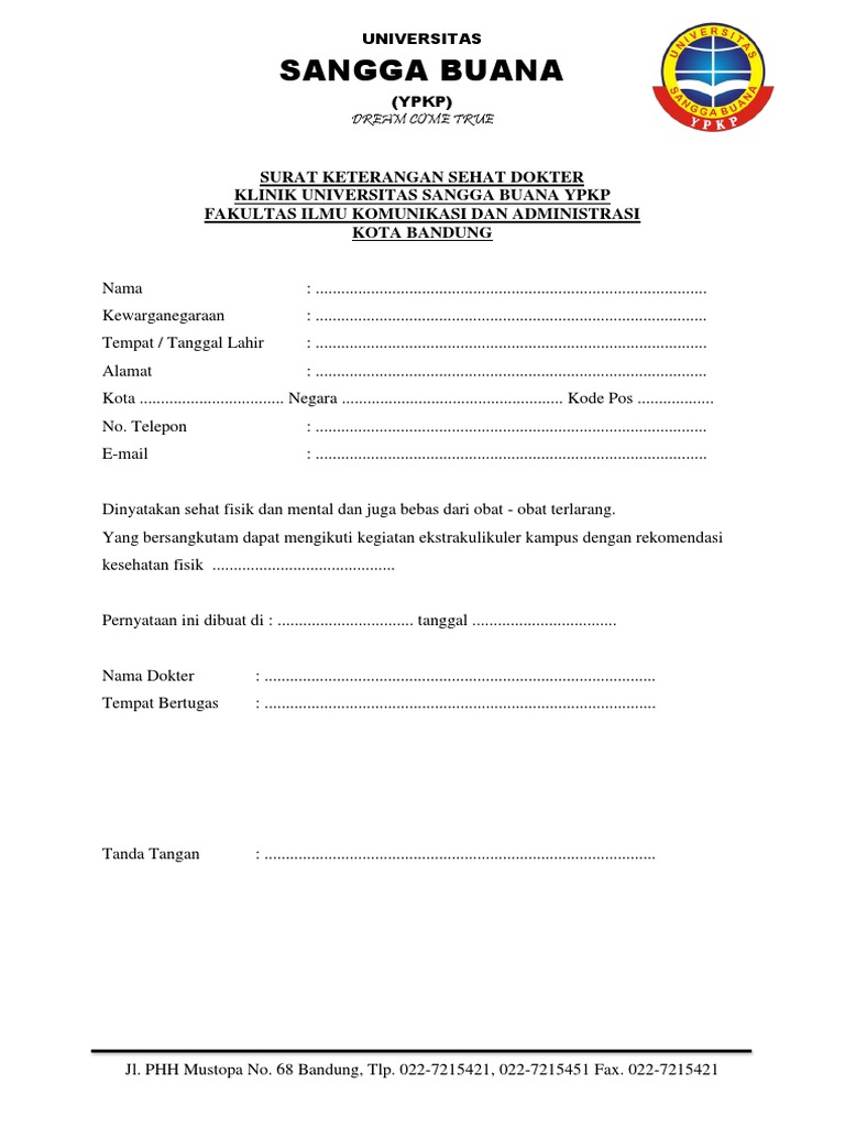 Surat Keterangan Sehat Dokter | PDF