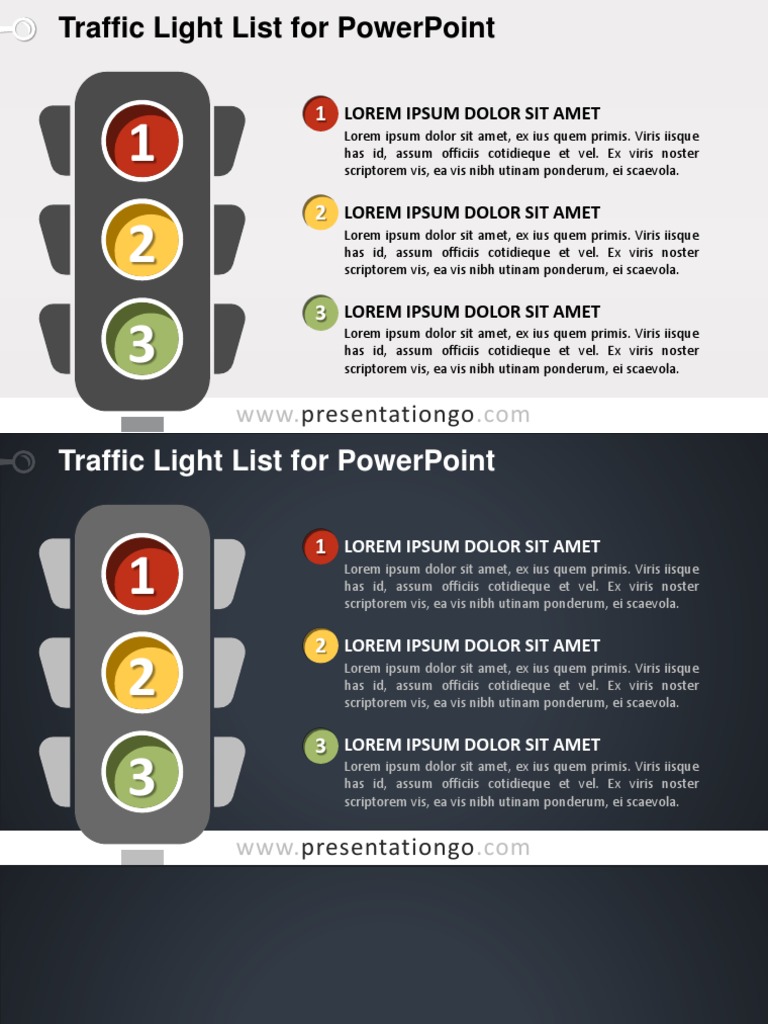 Traffic Light List For Powerpoint: Presentationgo | PDF