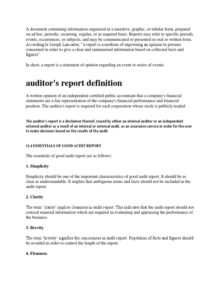 Auditor's Report Definition: 1. Simplicity | PDF | Auditor's Report | Audit