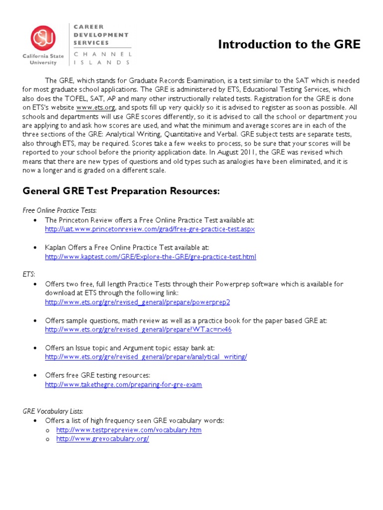 Gre Test Preparation Resources PDF | PDF