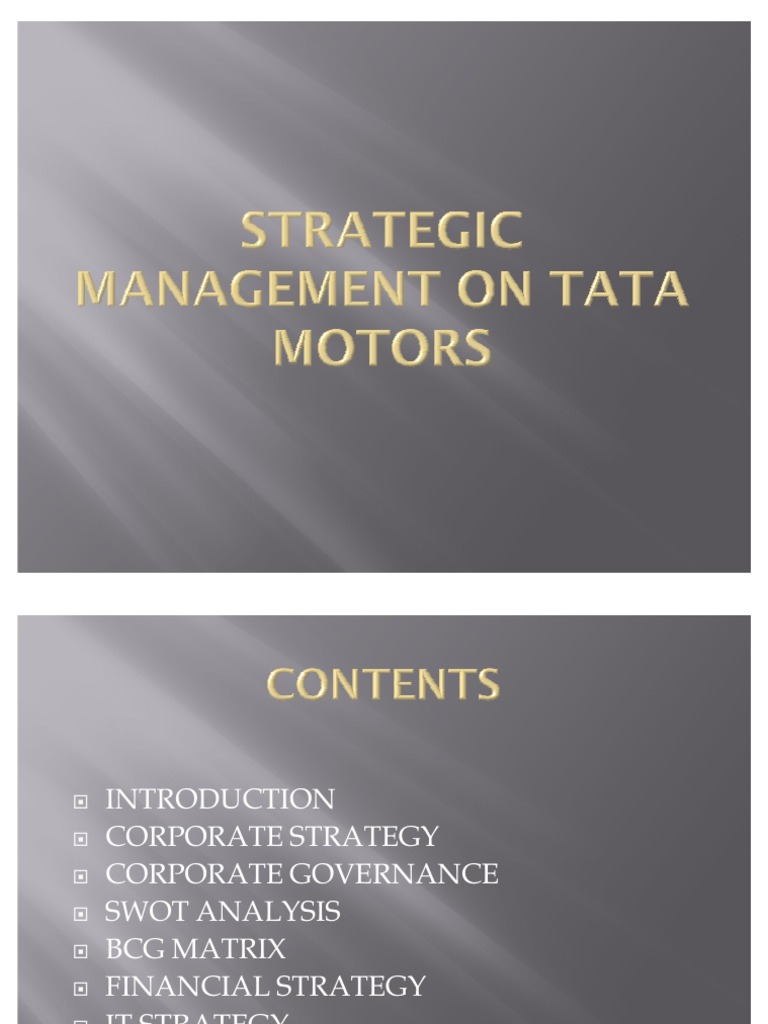 Strategic Management On Tata Motors | PDF | Strategic Management ...