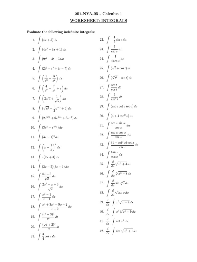 Integral Practice 1 | PDF