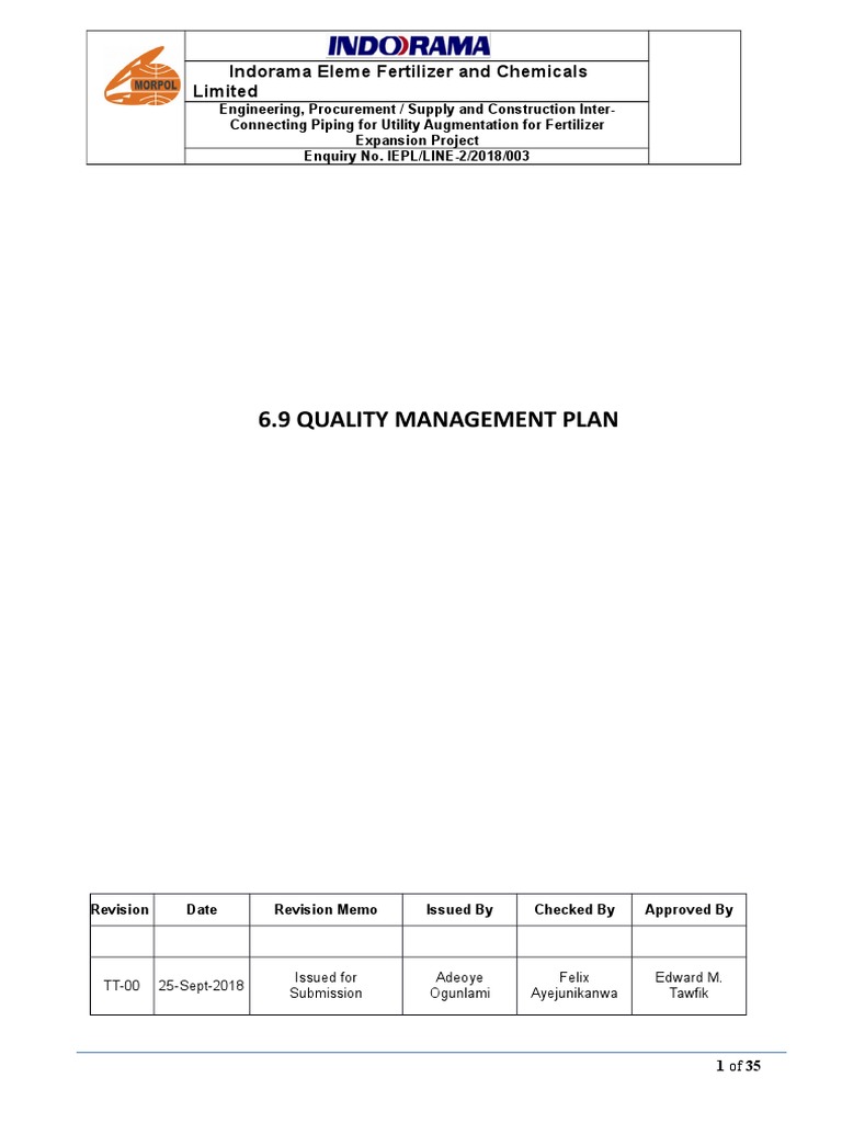 Quality Management Plan | PDF | Quality Management System ...