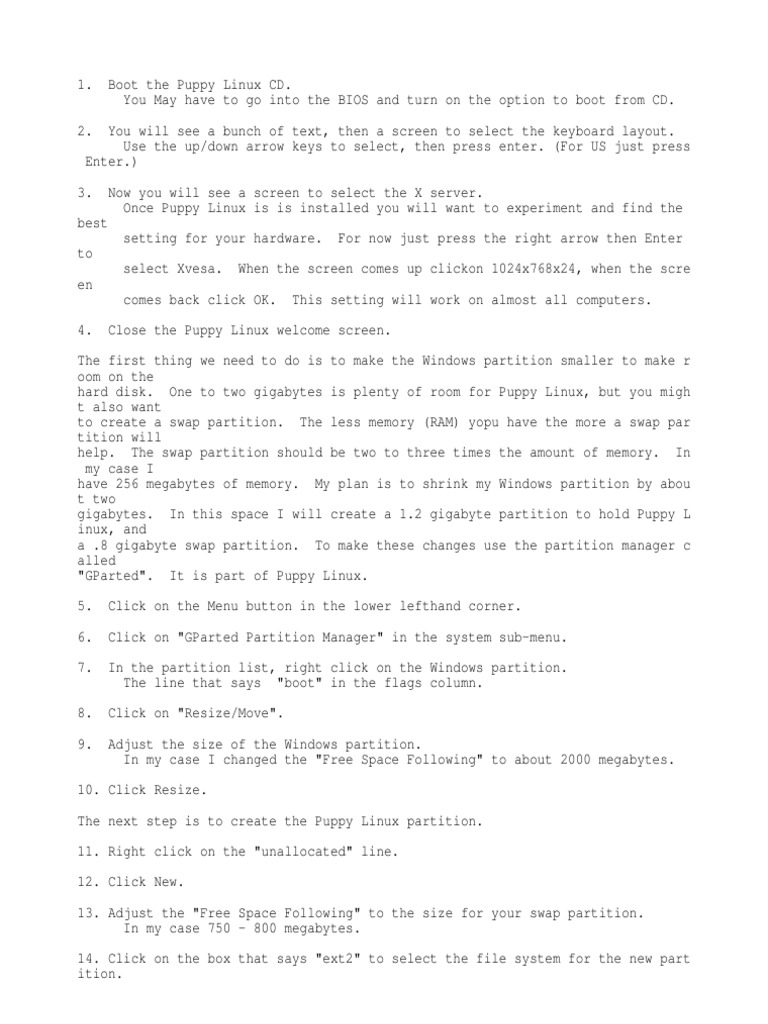 Puppy Linux Installation Guide (Dual Boot) | PDF | Booting | Computer File