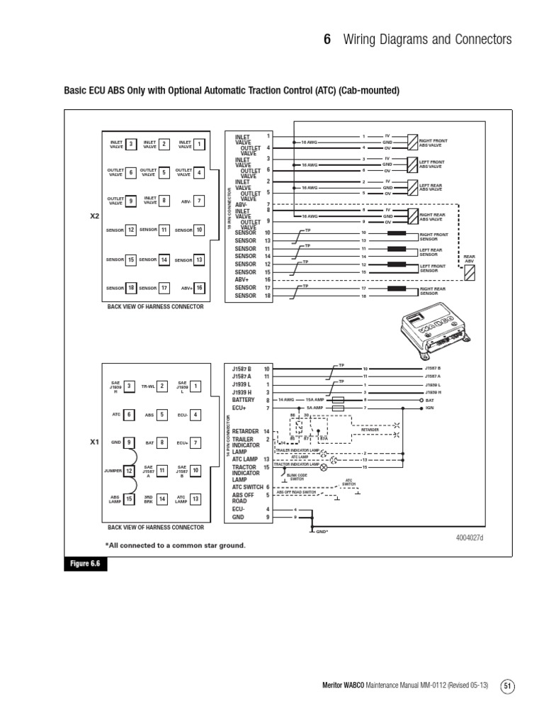 6 Wiring Diagrams and Connectors: Basic ECU ABS Only With Optional ...