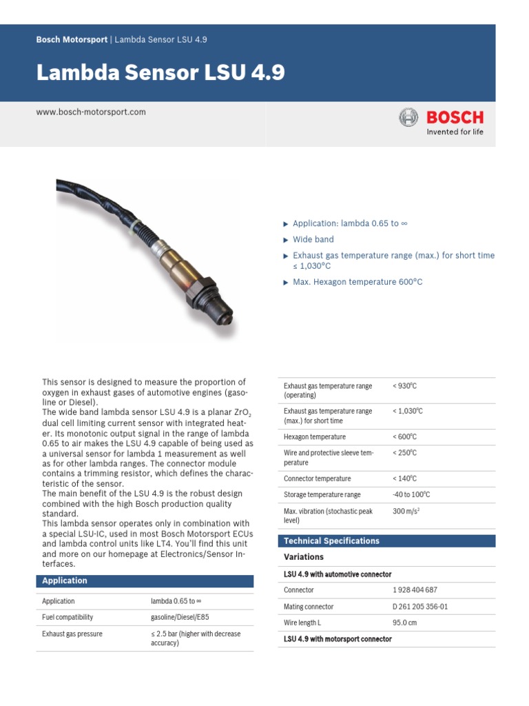 Lambda Sensor LSU 4.9 Datasheet 51 en 2779147659 | PDF | Electronics ...
