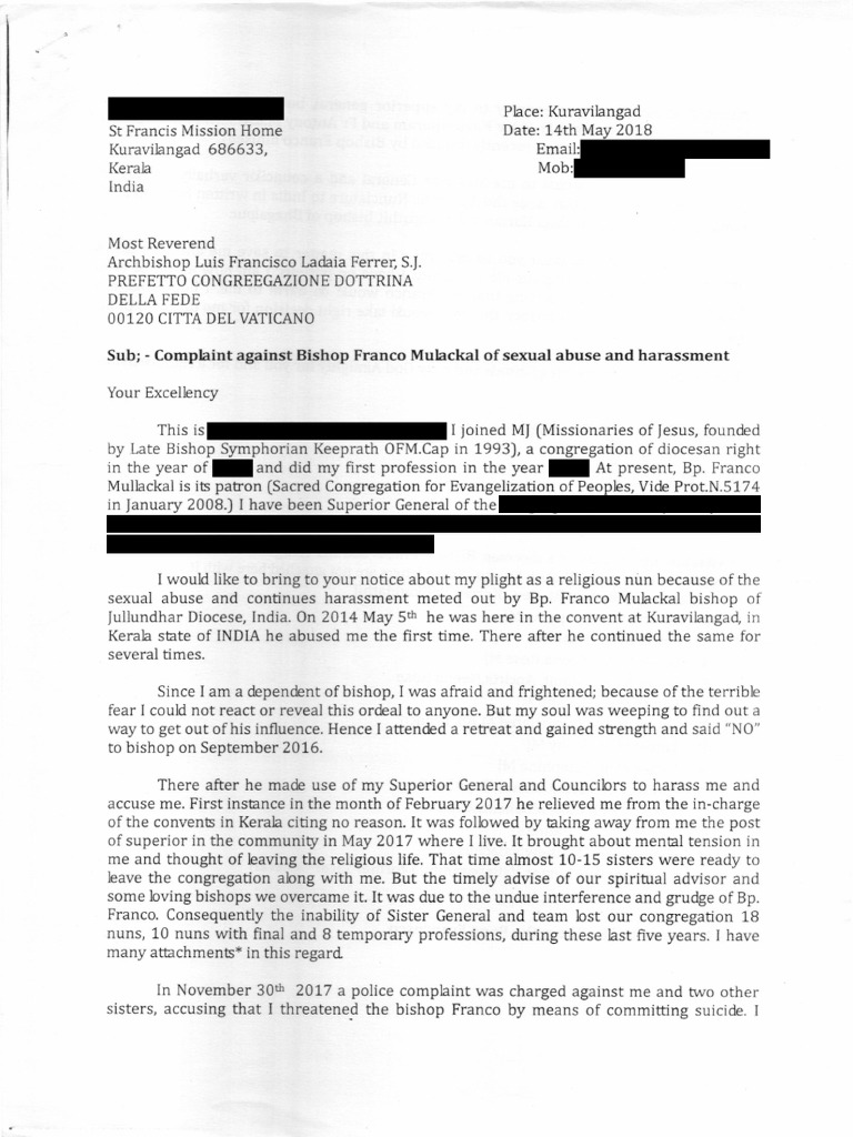 Survivor's Letter Dt 14.05.2018