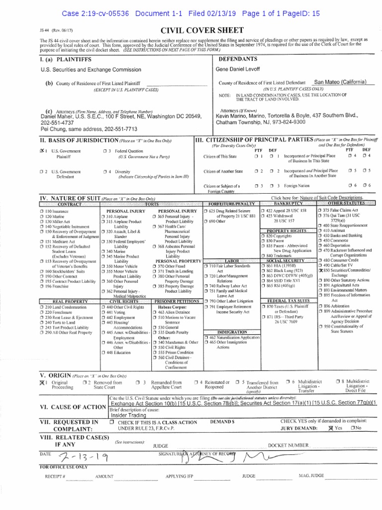 s44 CR .O ' Civil Cover Sheet | PDF | Lawsuit | Virtue