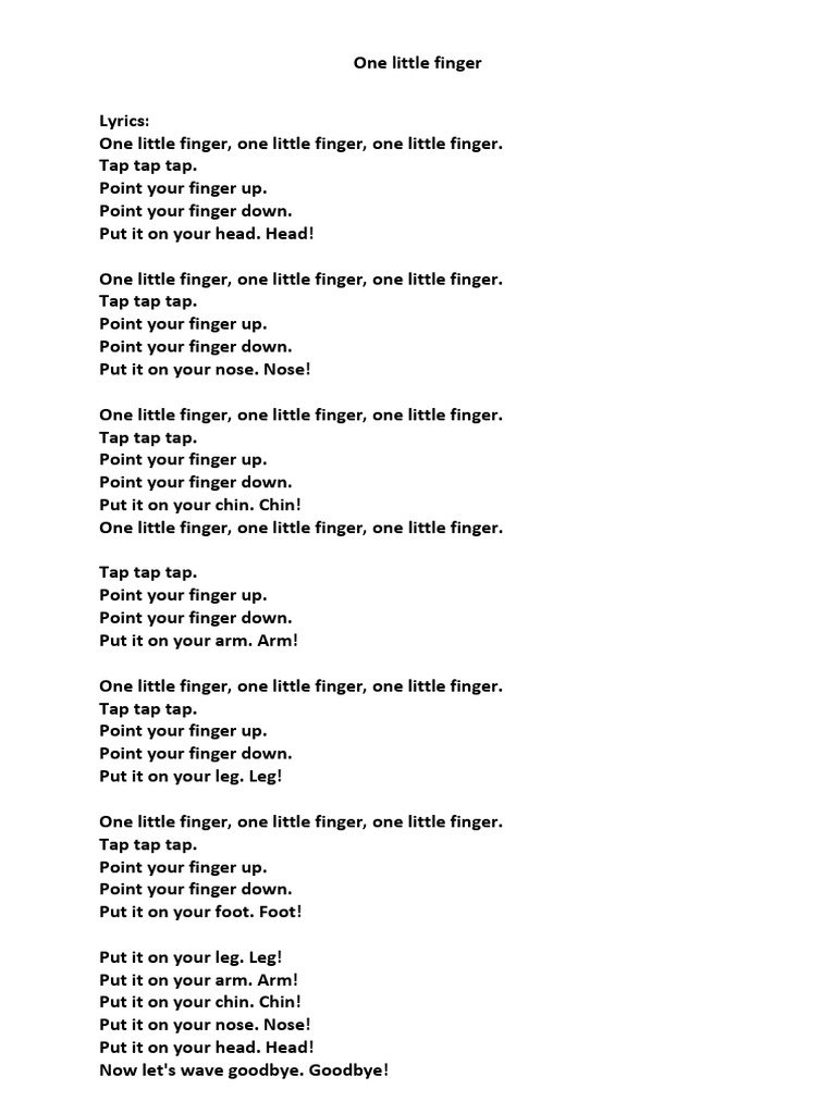 One Little Finger-Song | PDF