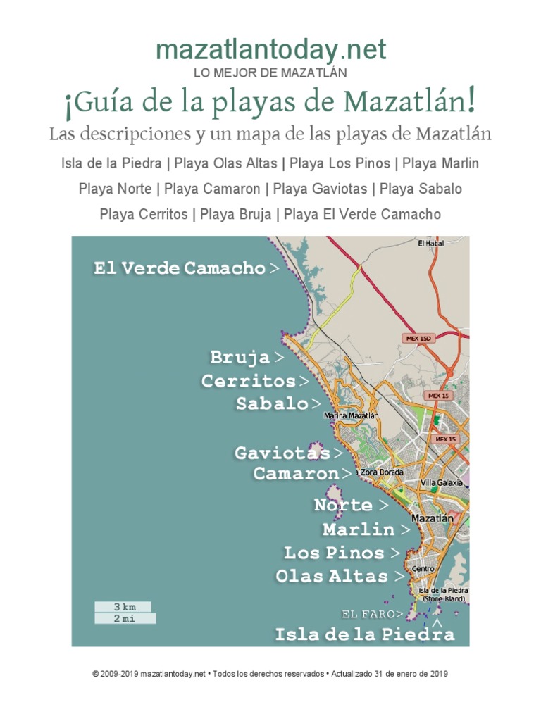 Playas de Mazatlan Guia Mapa Gratis 2019 | PDF | Mariscos | playa