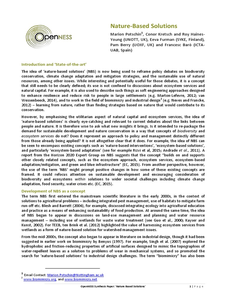 SP Nature Based Solutions | PDF | International Union For Conservation ...