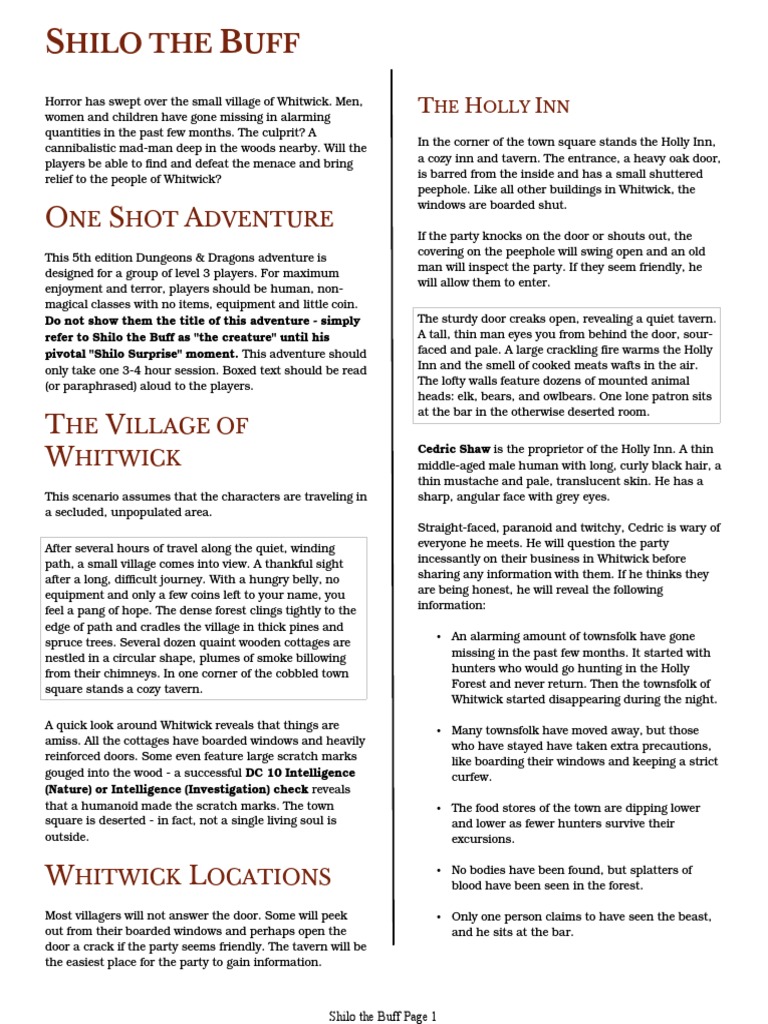 Shilo The Buff | PDF | Leisure | Nature