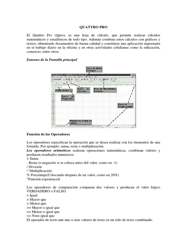 Quattro Pro | PDF | Hoja de cálculo | Microsoft Excel