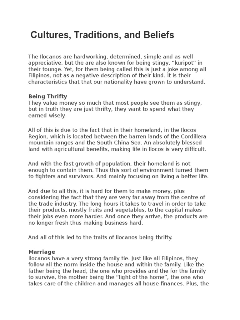 Ilocano Culture and Traditions | PDF | Festival | Marriage