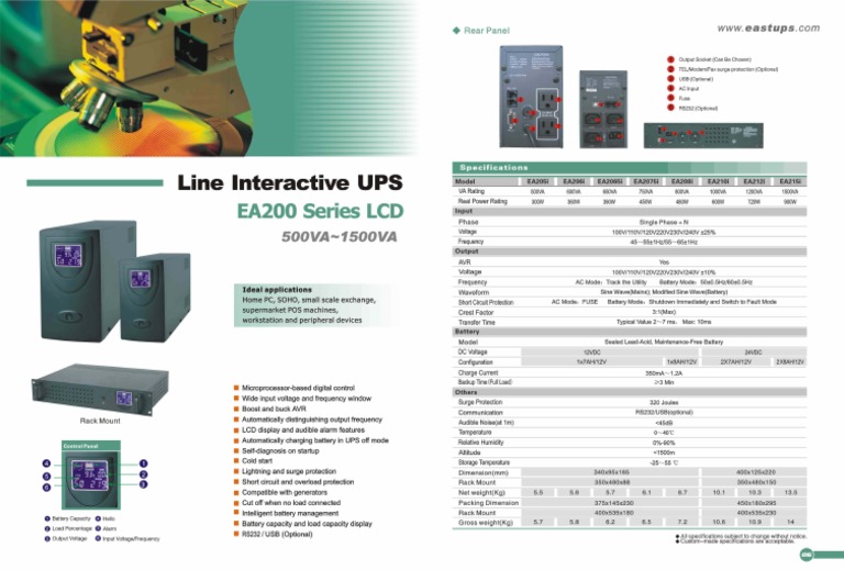 East - Ups - Series Ea200 LCD - de 550va A 1500va | PDF