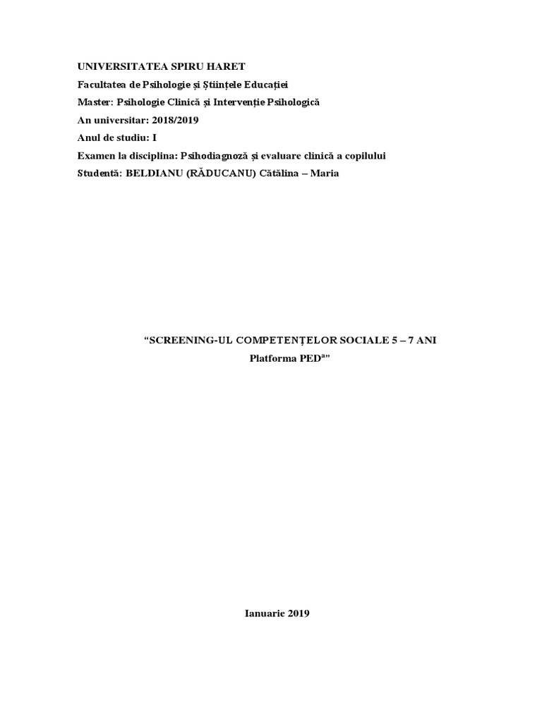 Screening Competente Sociale | PDF