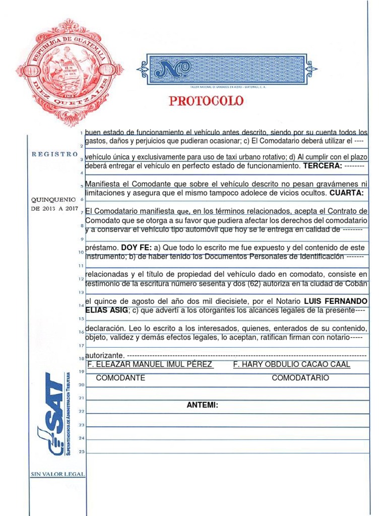 Contratos en Papel Protocolo | PDF | Guatemala | Información del gobierno