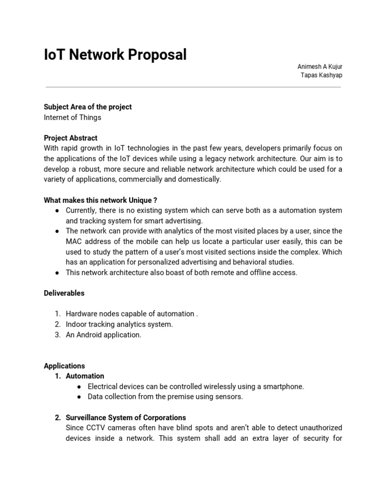 IoT Network Project Proposal | PDF | Internet Of Things | Wi Fi