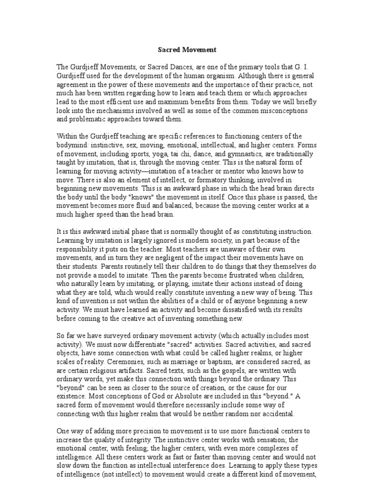 Sacred Movement | PDF | Sacred | Imitation