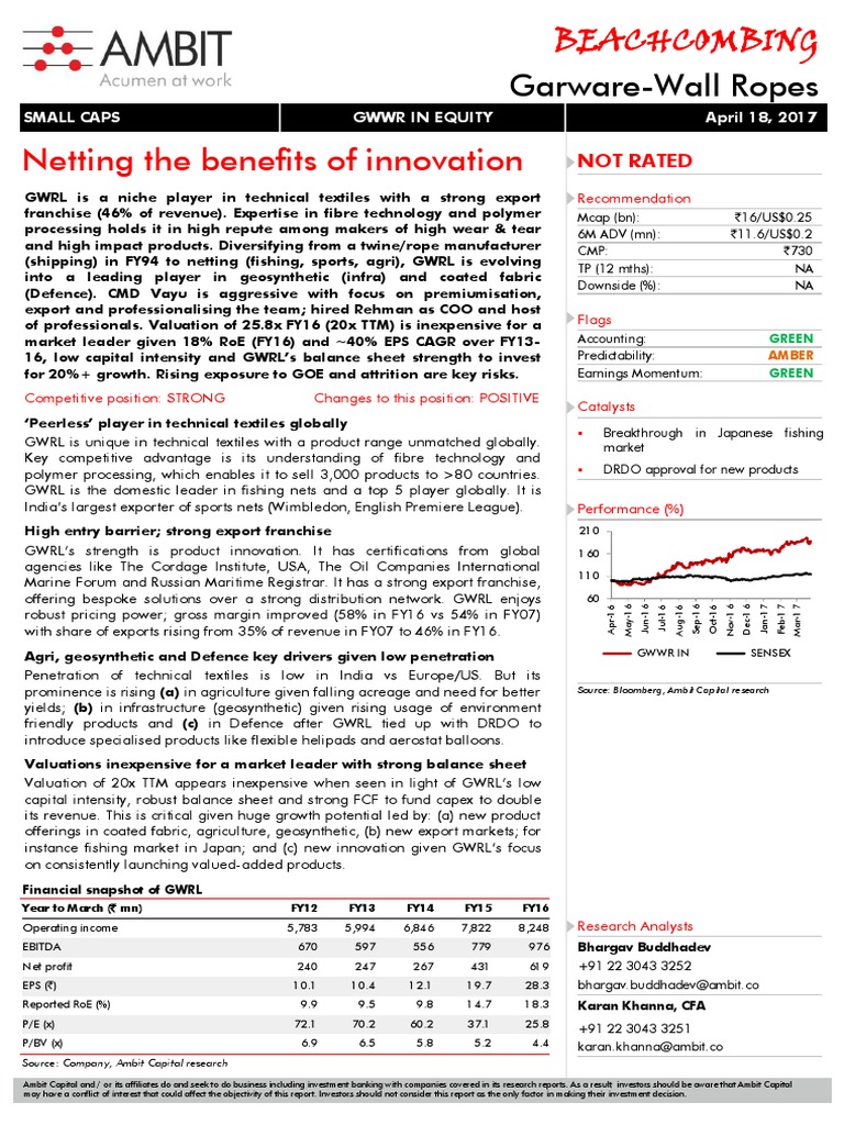 Ambit Report On Garware Technical Fibre | PDF | Rope | Textiles