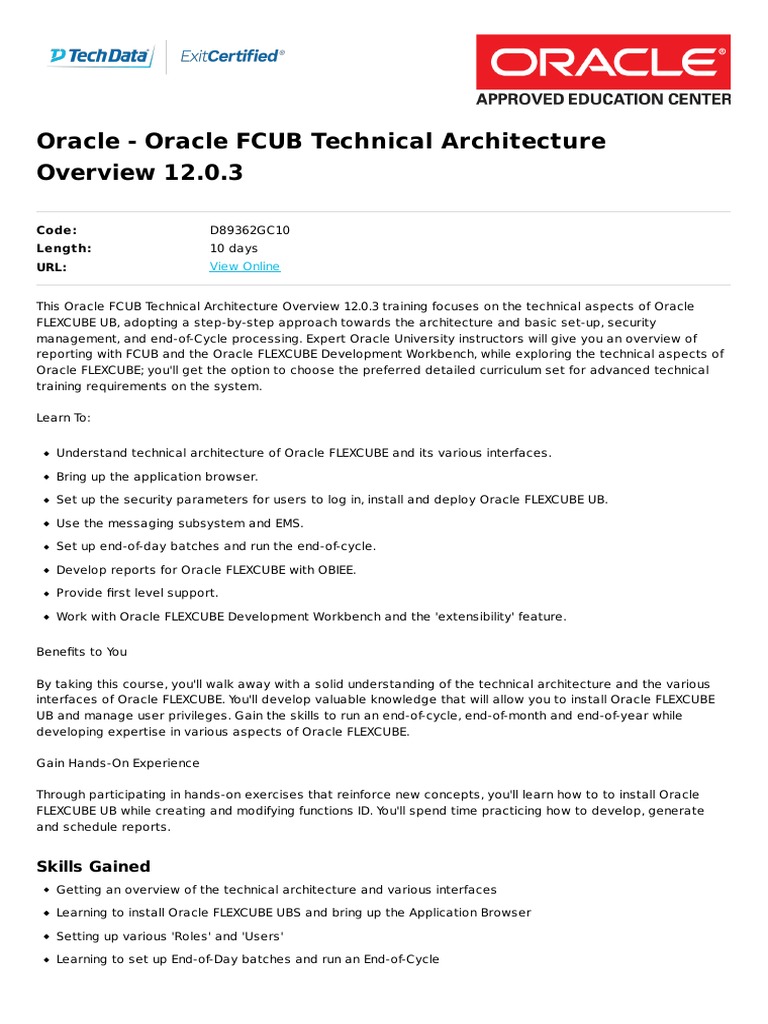 Oracle Fcub Technical Architecture Overview 12-0-3 | PDF | Oracle Database | Information Retrieval