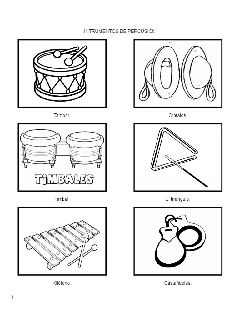 Intrumentos de Percusión para Colorear | PDF | Arte | Poesía