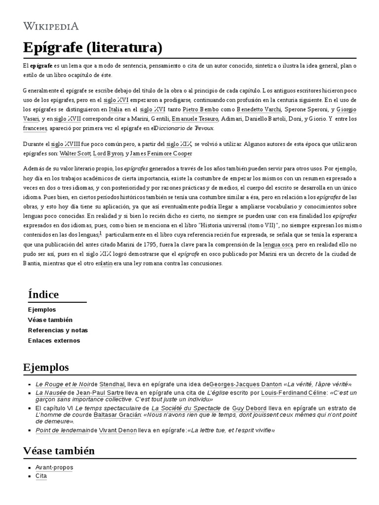 Epigrafe | PDF | Citas | Teoría literaria