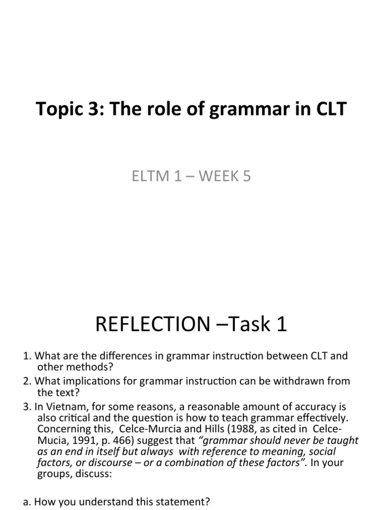 Topic 3-Role of Grammar in CLT - 2 | PDF | Authenticity (Philosophy ...