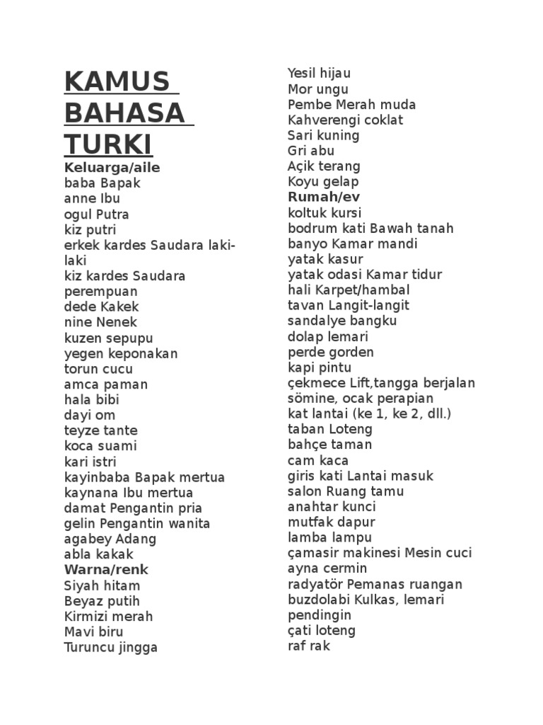 Kamus Bahasa Turki