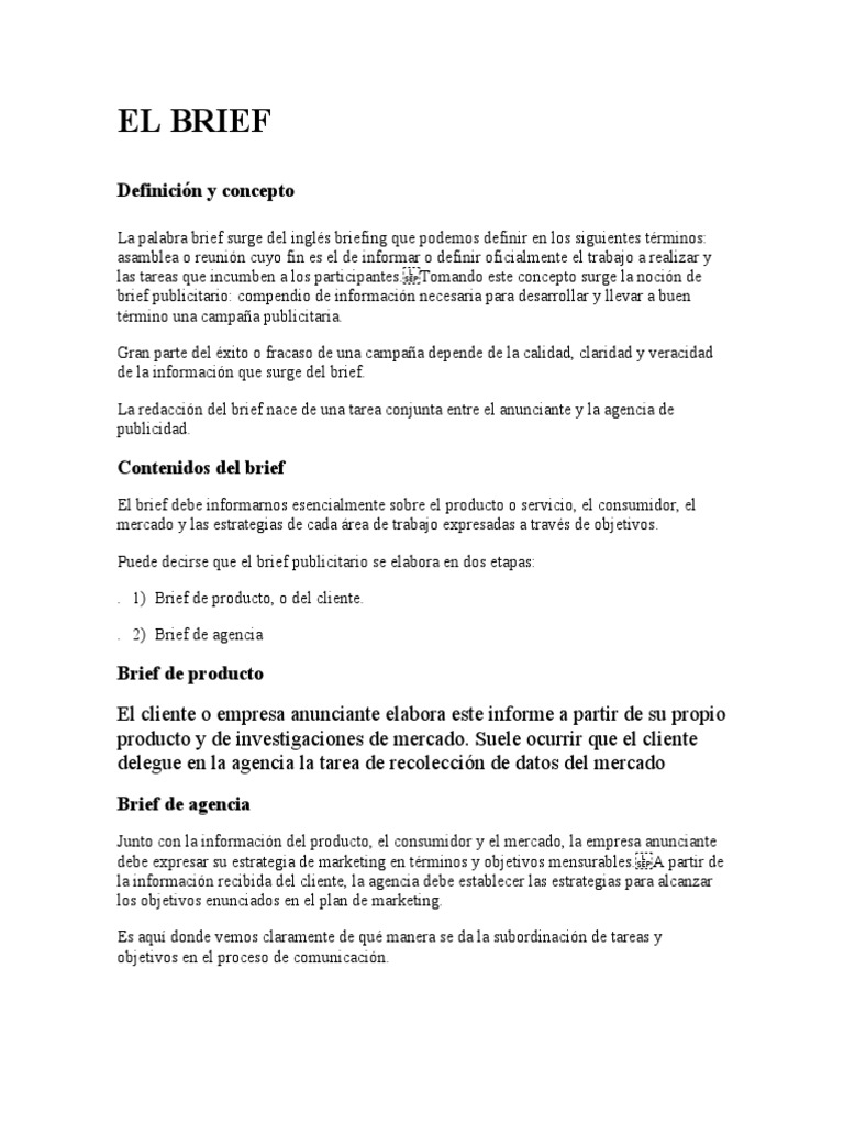 Guía Completa del Brief Publicitario | PDF | Producto (Negocio ...