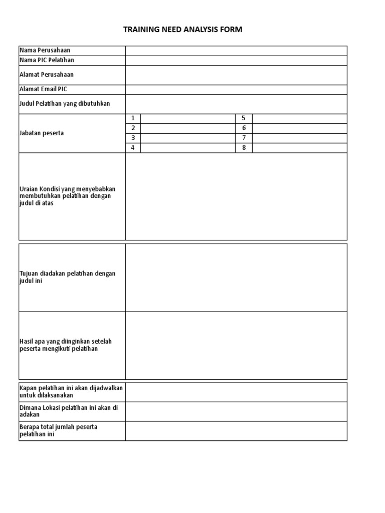 Form Training Need Analysis | PDF