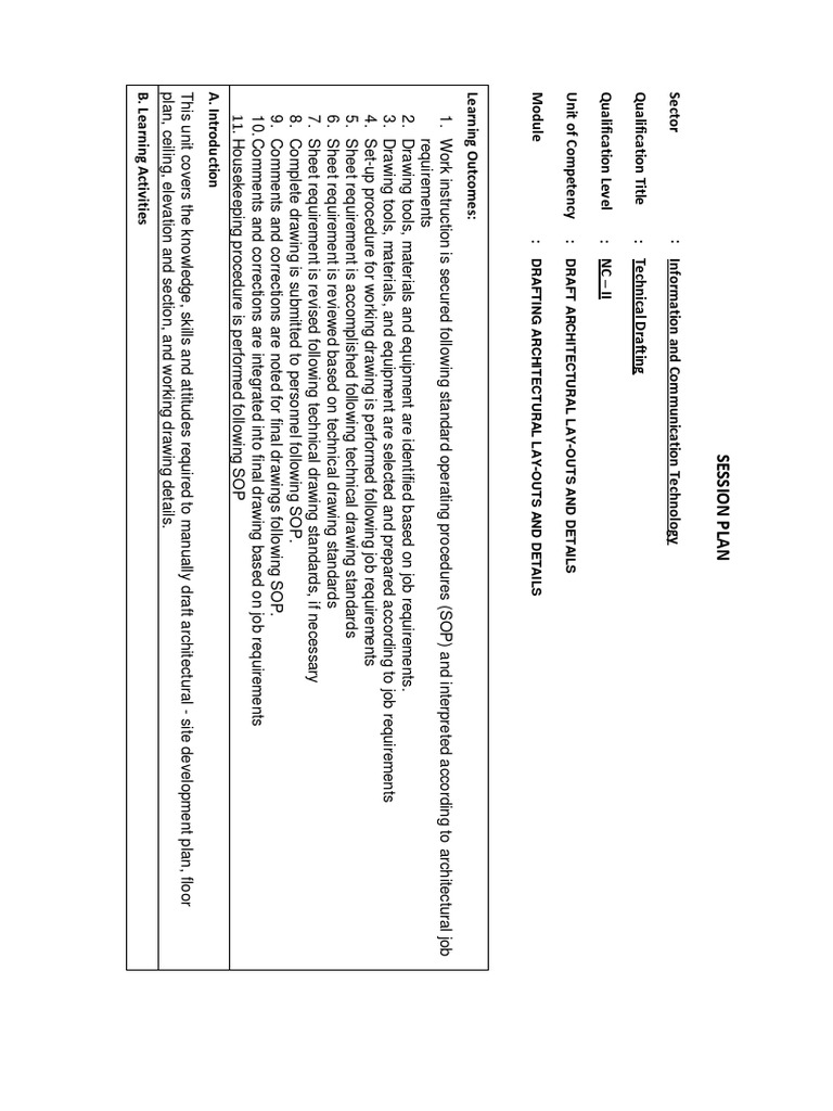 Seesion Plan - TechDraft NC2 PDF | PDF | Technical Drawing | Drawing