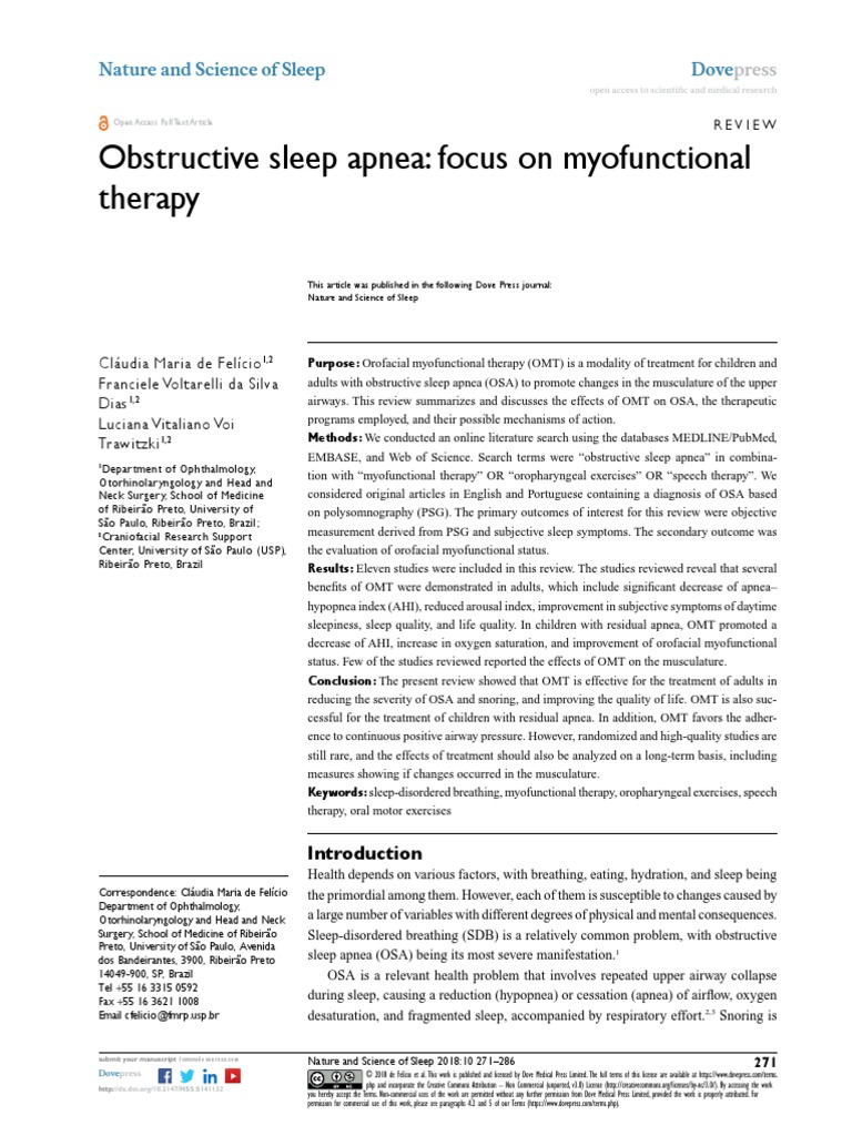 Obstructive Sleep Apnea Focus On Myofunctional Therapy | Download Free ...