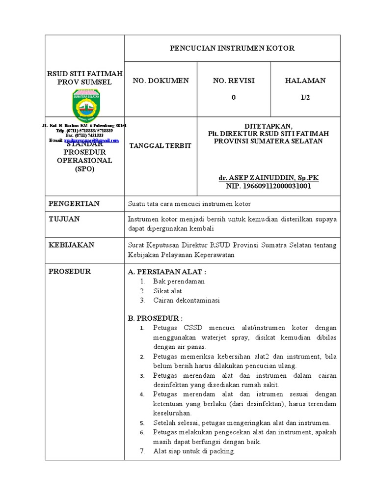 Spo CSSD - Pencucian Instrumen Kotor | PDF