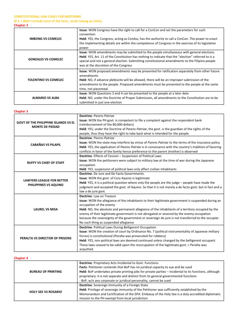 Consti Chapter 1-5 Cases | PDF | Sovereign Immunity | Military Occupation