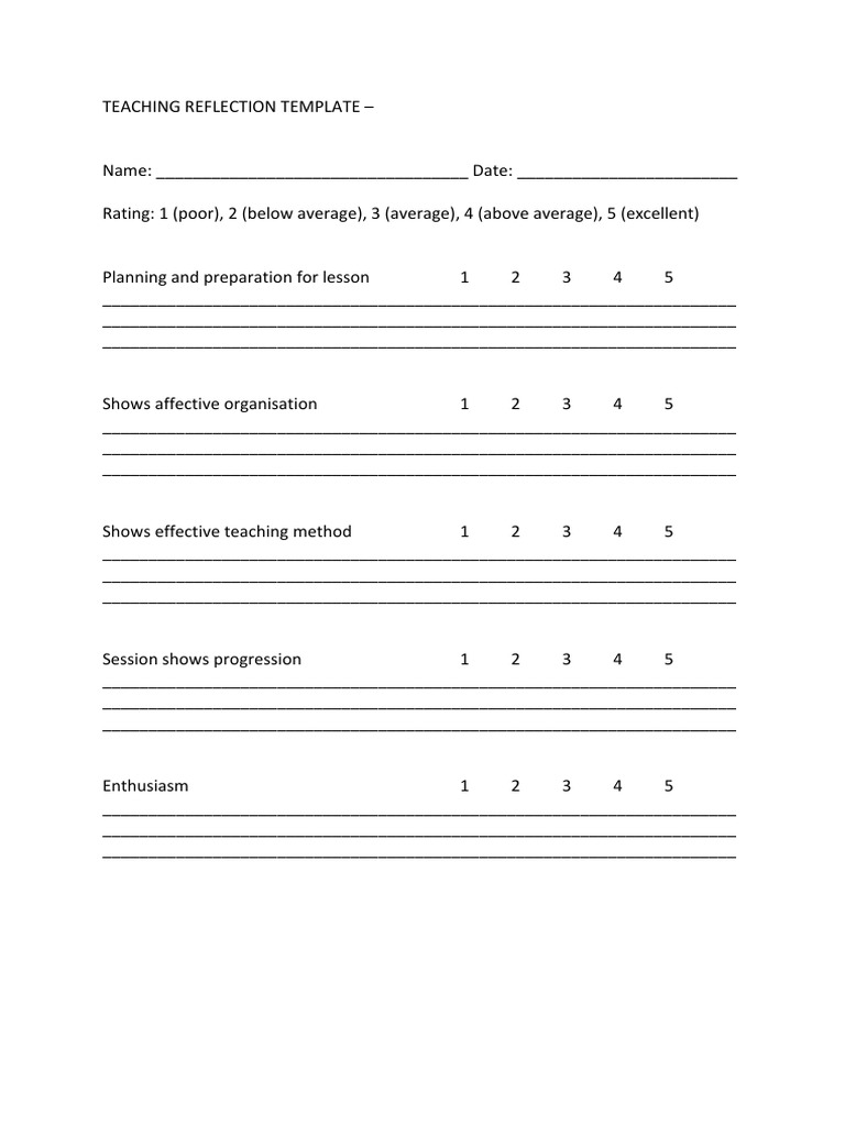 Lesson Reflection Template | PDF | Teaching Method | Neuropsychological ...