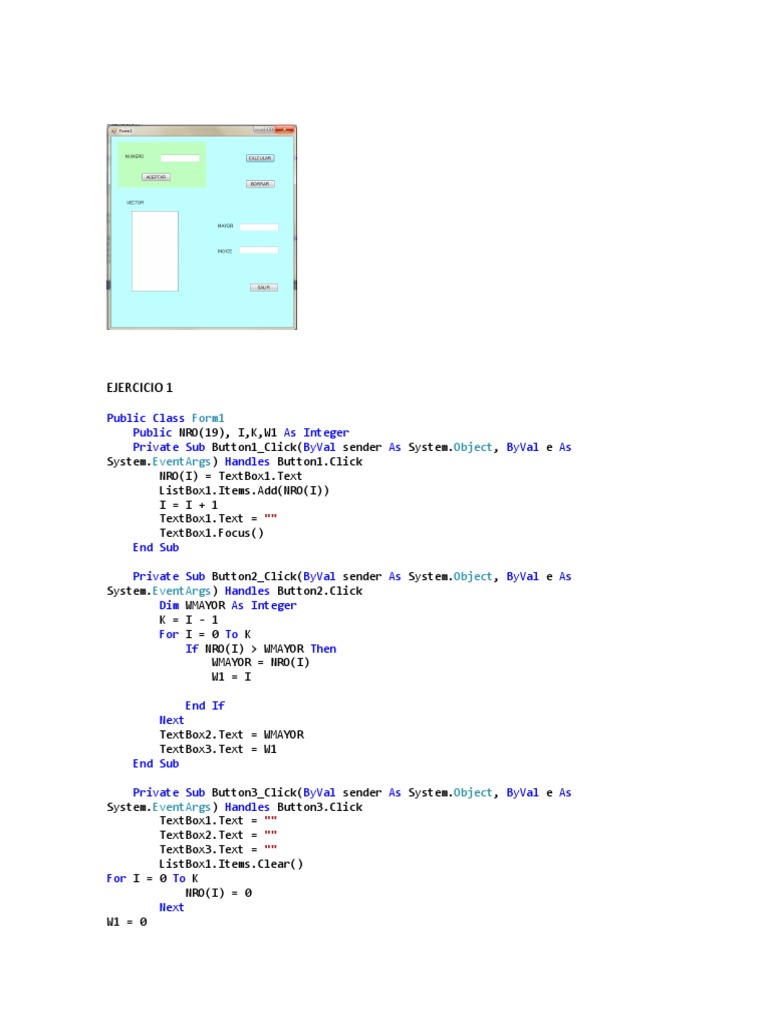 Ejercicio 1: Form1 Object Eventargs | PDF | Teaching Mathematics
