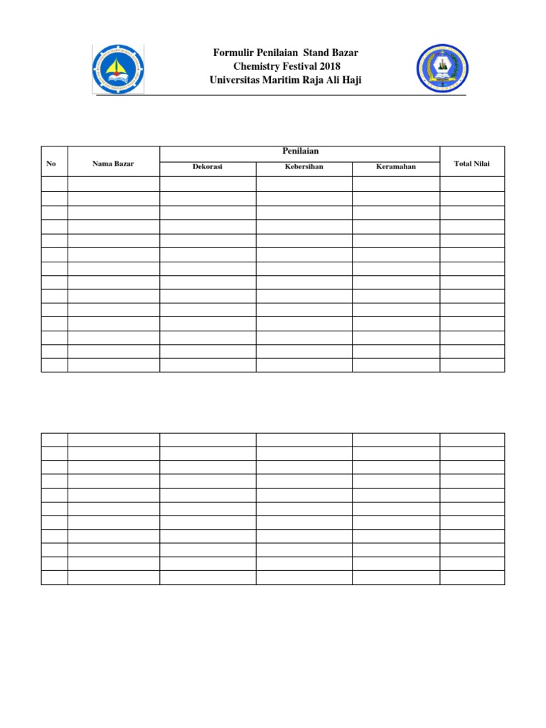 Form Penilaian Stand Bazar | PDF