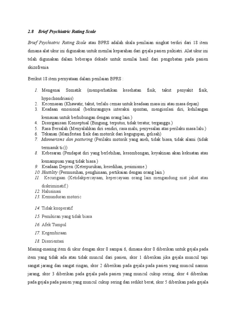 Brief Psychiatric Rating Scale | PDF