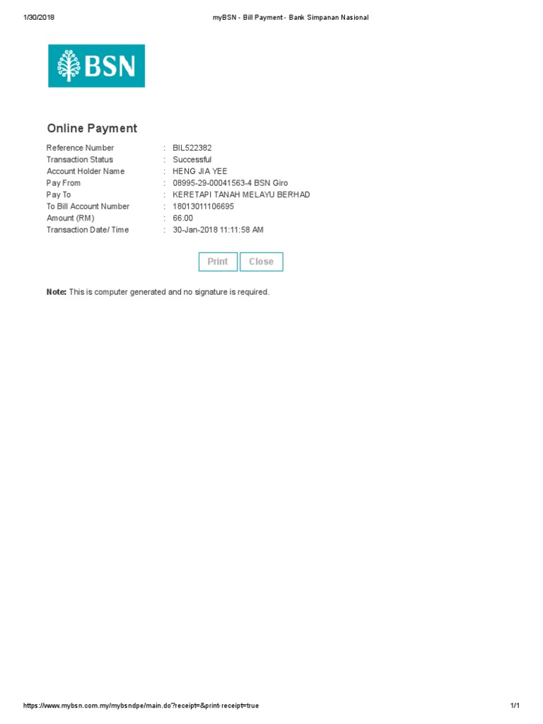 MyBSN - Bill Payment - Bank Simpanan Nasional | PDF