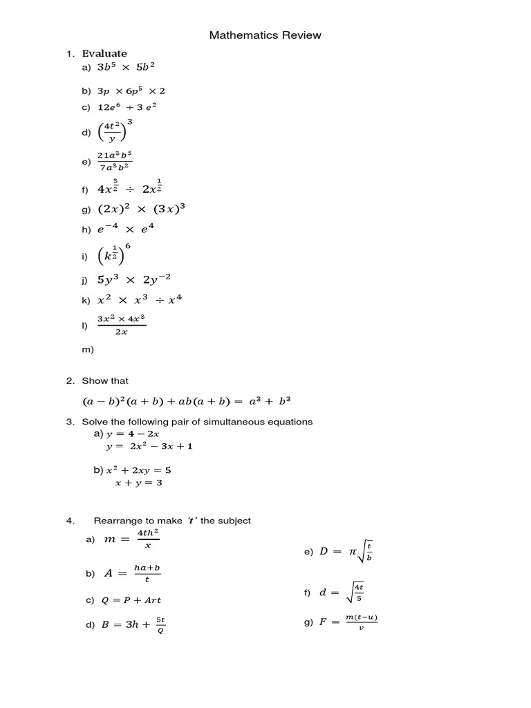 Mathematics Review Sheet | PDF | Significant Figures | Numbers
